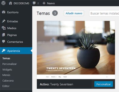 Configura el Tema Twenty Seventeen WordPress - DecodeCMS